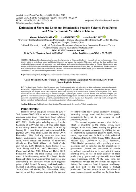 Pdf Estimation Of Short And Long Run Relationship Between Selected Food Prices And