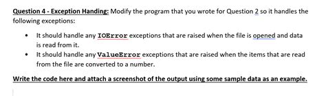 Solved Question 4 ﻿exception Handing Modify The Program