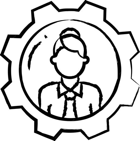 premium vector cogwheel woman hand drawn vector illustration
