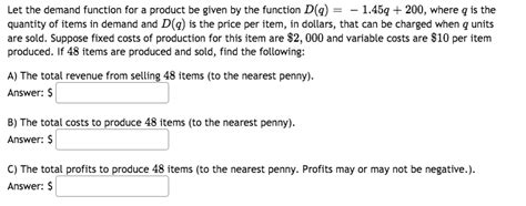 Solved Let The Demand Function For A Product Be Given By The