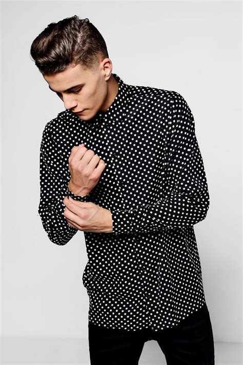 Mens Long Sleeve Polka Dot Shirt Boohoo