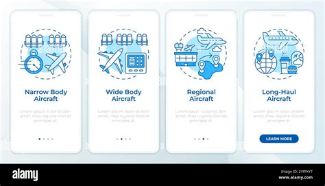 Aircraft Types Blue Onboarding Mobile App Screen Stock Vector Image