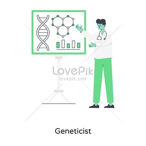 유전 학자의 평평한 삽화 일러스트 무료 다운로드 Lovepik