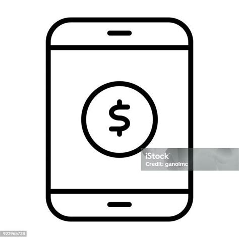 Symbole De Largent Sur Lécran Du Smartphone Ligne Icône Pictogramme