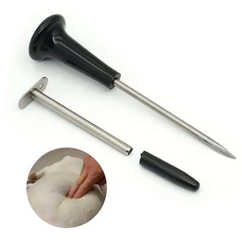 1set Livestock Stainless Steel Cattle Sheep Rumen Deflation Needle Cow