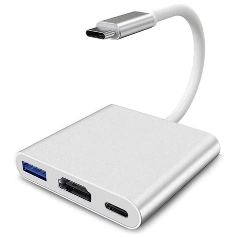 Pjioao 3 в 1 Usb C концентратор с 4k Usb 3 0 Type C к Hdmi совместимому