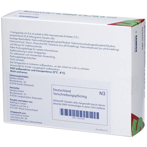Binocrit 6000 Ie06 Ml Inj Lsgiefertigspr 6x06 Ml Mit Dem E