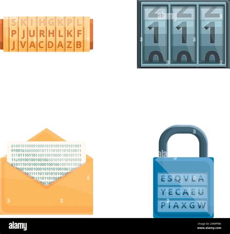 Encryption Icons Set Cartoon Vector Various Type Of Encryption Data