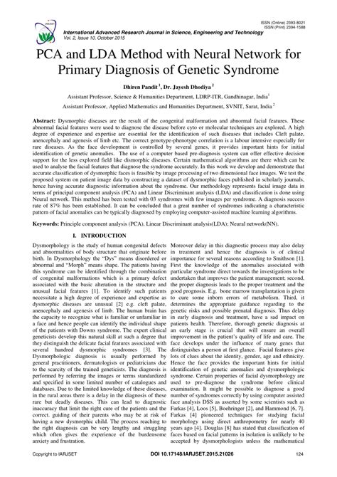 pdf pca and lda method with neural network for primary diagnosis of