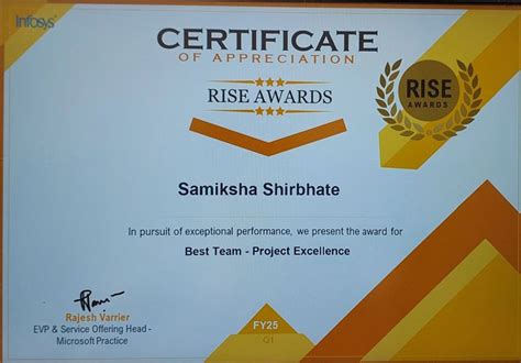 Samiksha Shirbhate On Linkedin Proudmoment Teamwork Projectexcellence Infosys Recognition