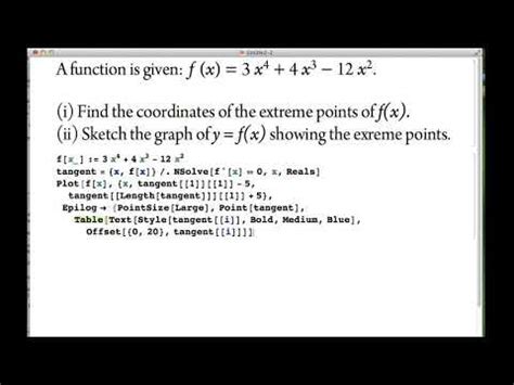 Mathematica Tutorial 02: Determining and plotting the extreme values of ...