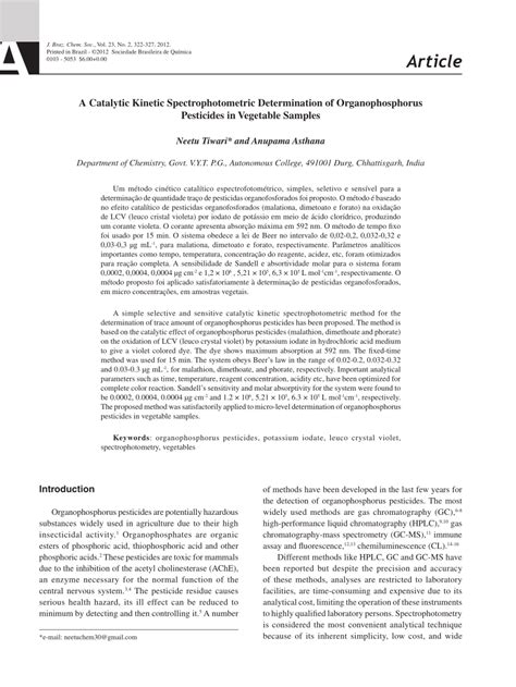 Pdf Catalytic Kinetic Spectrophotometric Determination Of