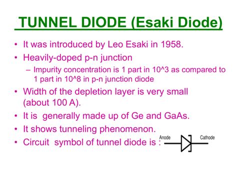 Tunnel Diode Esaki Diode Explained