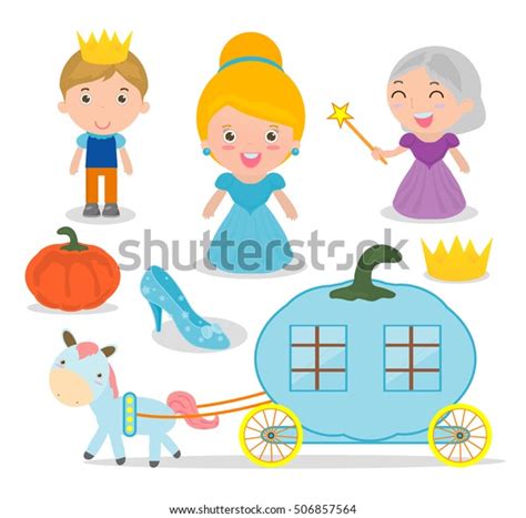 Cinderella Vector Illustration Set On White Stock Vector Royalty Free