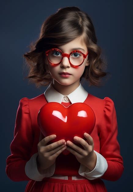 Chica Sujetando Un Objeto En Forma De Corazón Imagen Generada Con Ia