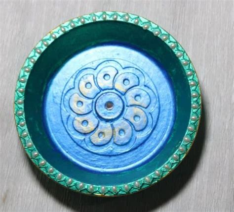 Festivals Blue Green Decorative Clay Diya Finish Type Painted At Rs