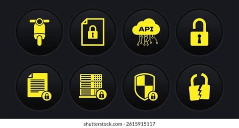 set document lock open padlock server stock vector royalty free