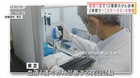 血液1滴で13種類のがん診断 東芝が実証試験｜テレ朝news テレビ朝日のニュースサイト