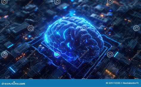 Artificial Intelligence Concept with Illuminated Digital Brain on Circuit Board Stock Image ...