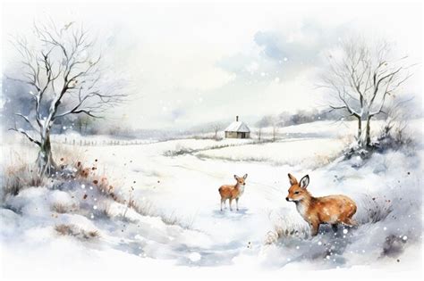 Premium Ai Image Busy Critters In Snowy Fields