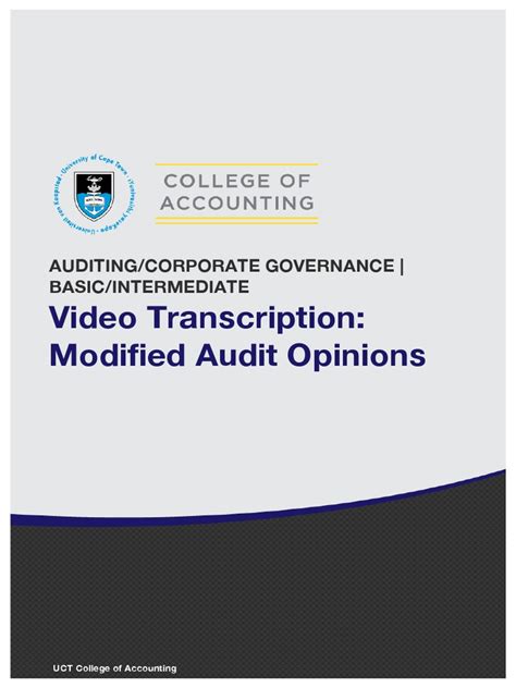 Auditingcorporategovernance Basicint Modified Audit Opinions Pdf