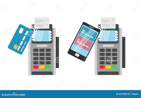 Wireless Payment By Credit Card Using Pos Terminal Stock Vector