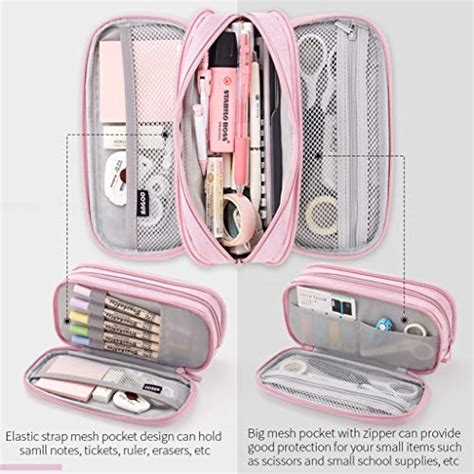 Cicimelon Pencil Case Big Capacity Handheld 3 Compartments Pencil Pouch