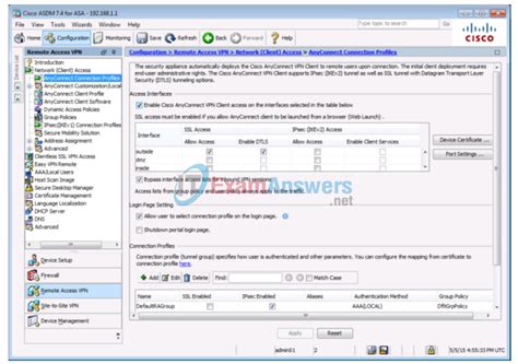 10 3 1 2 Lab Configure Anyconnect Remote Access Ssl Vpn Using Asa 5505 Asdm Answers