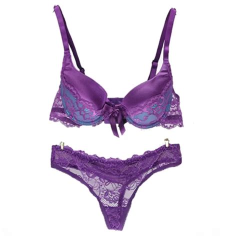 Free Shipping Sexy Bra Thong Set Push Up Deep V Lingerie Sets Women