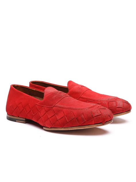 Red Suede Leather Loafers