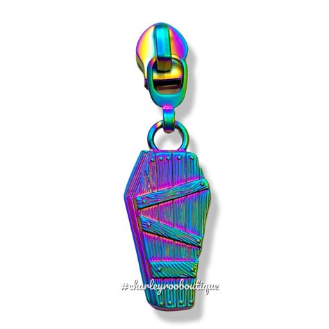 Zipper Pull Coffin Casket Rainbow Matte Charley Roo Boutique