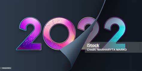 어두운 배경에 컬러 번호 2022 현대적인 디자인 2022 년 새해 복 많은 년 디자인 템플릿 사이트에 대한 헤더 포스터 새해 카드 전단지 3d 일러스트레이션 3d 렌더링