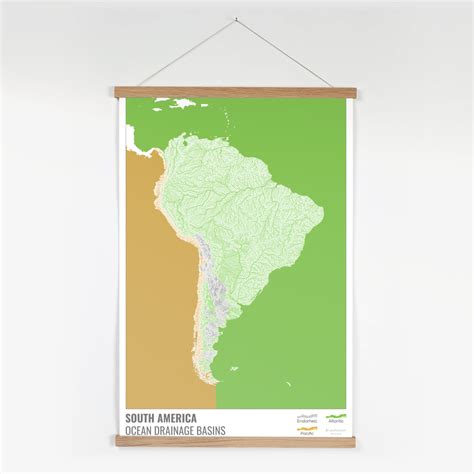 Ocean Drainage Basin Map Of South America White With Polygons And Le
