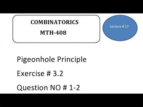 Pigeonhole Principle Chapter3 Exercise 3 2 Combinatorics In Hindi