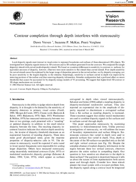 Pdf Contour Completion Through Depth Interferes With Stereoacuity