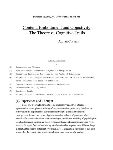 Content Embodiment And Objectivity The Theory Of Cognitive Trails