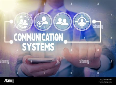 Writing Note Showing Communication Systems Business Concept For Flow Of Information Use Of