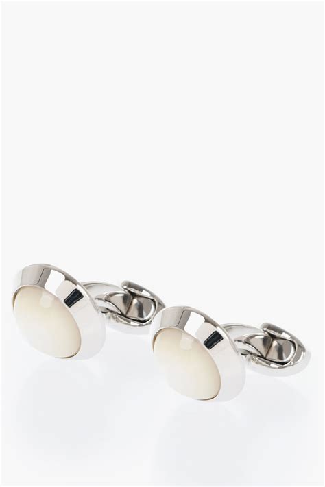 Corneliani Brass Cufflinks With Pearled Detail Men Glamood Outlet