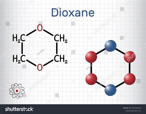 Dioxane 14 Dioxane Molecule Used Primarily Solvent Stock Vector