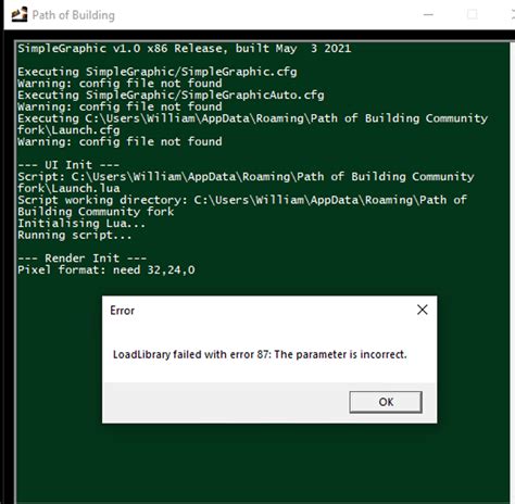 Error 87 Cant Run Path Of Building · Issue 3618 · Pathofbuildingcommunitypathofbuilding · Github