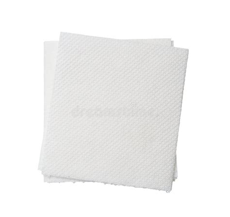 Two Folded Pieces Of White Tissue Paper Or Napkin In Stack Isolated On