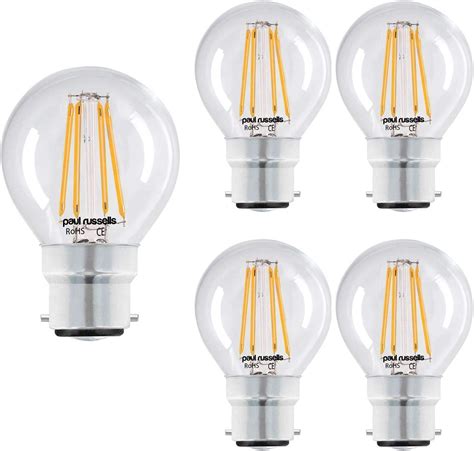5 Pack 2watt Golf Ball Led Filament Light Bulbs B22 Bc Bayonet Cap