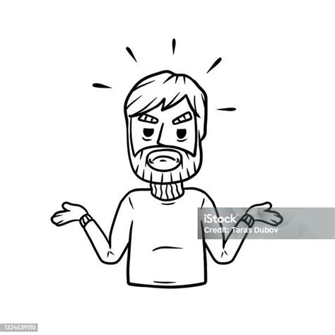 불만을 품은 남자는 손을 내밀었다 슬픈 캐릭터 슬픈 사람 악의와 불행한 감정 손으로 그린 스케치 불행한 사람 걱정하는에 대한 스톡 벡터 아트 및 기타 이미지 Istock