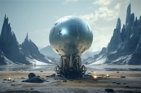 Premium Ai Image Exploration Of A Mysterious Alien Artifact On A De