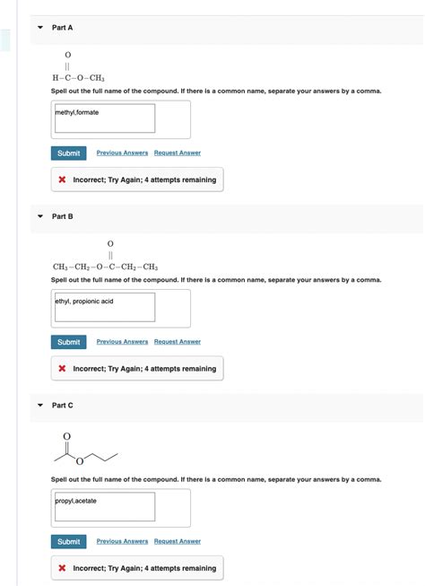 Solved X Incorrect Try Again 4 Attempts Remaining Part B