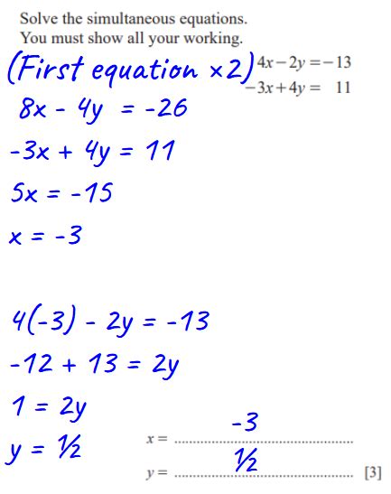 Simultaneous Equations Past Paper Questions For Igcse Cambridge 0580