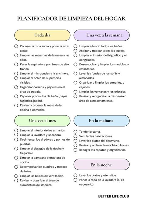 Planificador Completo de Tareas del Hogar Organización Diaria Semanal