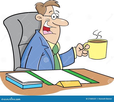 Dricka Kaffe För Tecknad Filmman Vektor Illustrationer Illustration