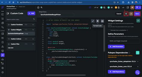 Daterangepicker Widget In Flutterflow Framework Syncfusion