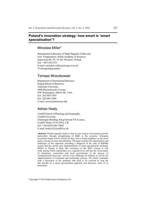 Pdf Polands Innovation Strategy How Smart Is Smart Specialisation